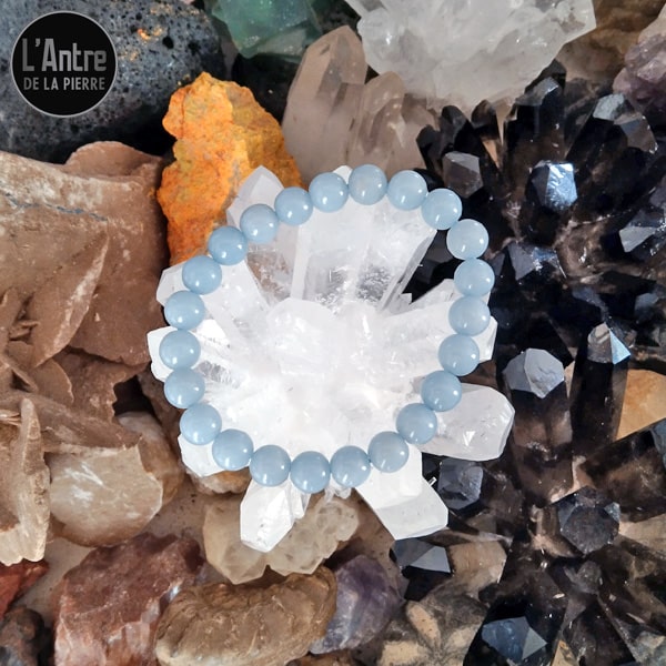 Nouveau Minéral avec ce Bracelet en Angélite ou Anhydrite du Chili Bou ...